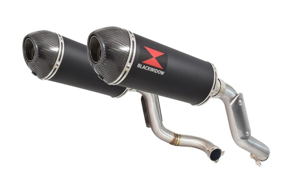 Exhaust High Level Link Pipes + 300mm Oval Black + Carbon Tip Silencers ...