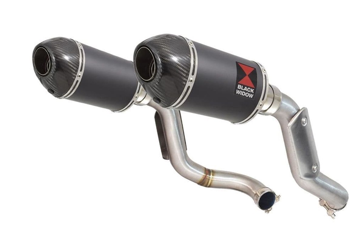 Exhaust High Level Link Pipes + 200mm Oval Black + Carbon Tip Silencers ...