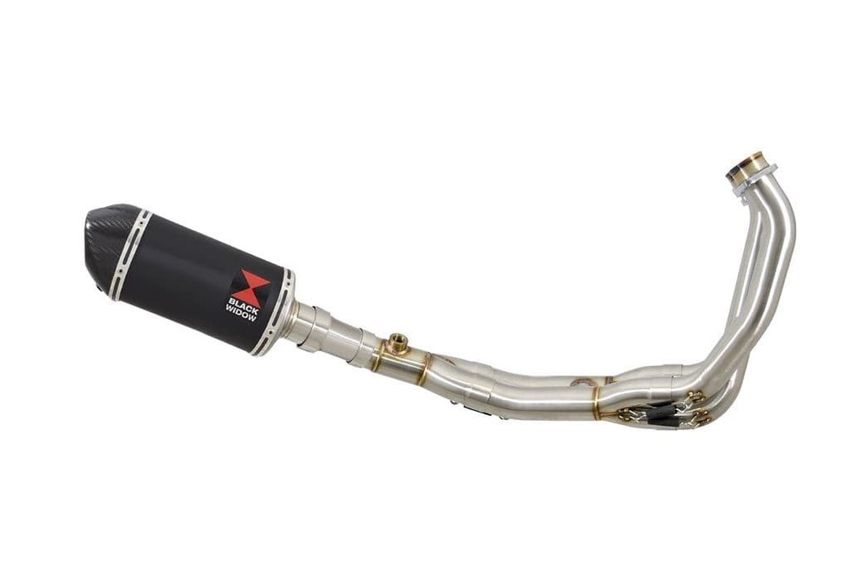 De-Cat Exhaust System 200mm Oval Black Stainless Carbon Tip Silencer ...