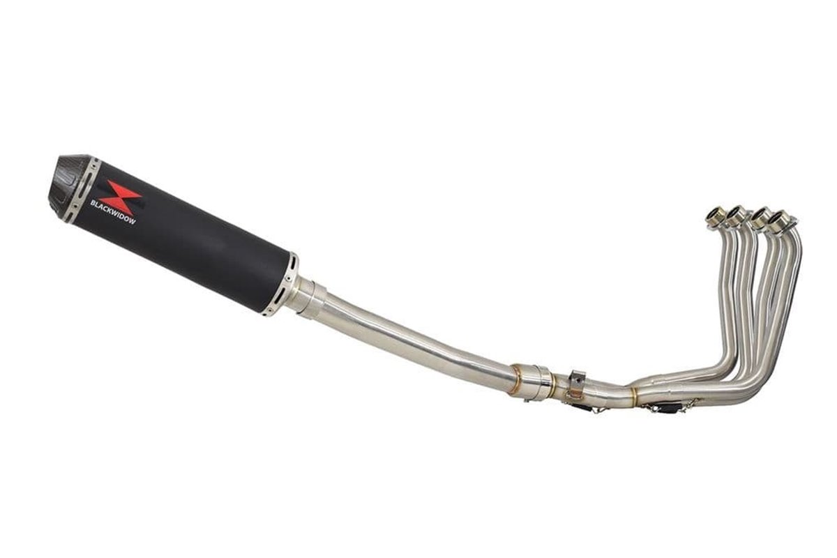 Exhaust System with 370mm Round Black Stainless Carbon Tip Silencer ...