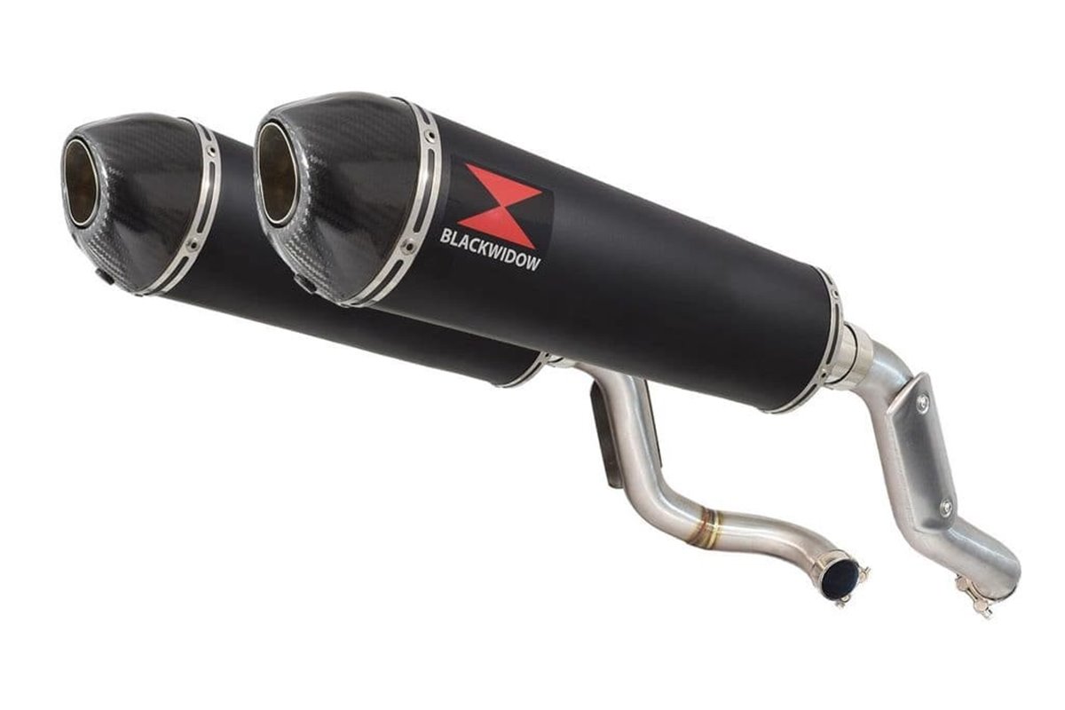 Exhaust High Level Link Pipes + 400mm Oval Black + Carbon Tip Silencers ...