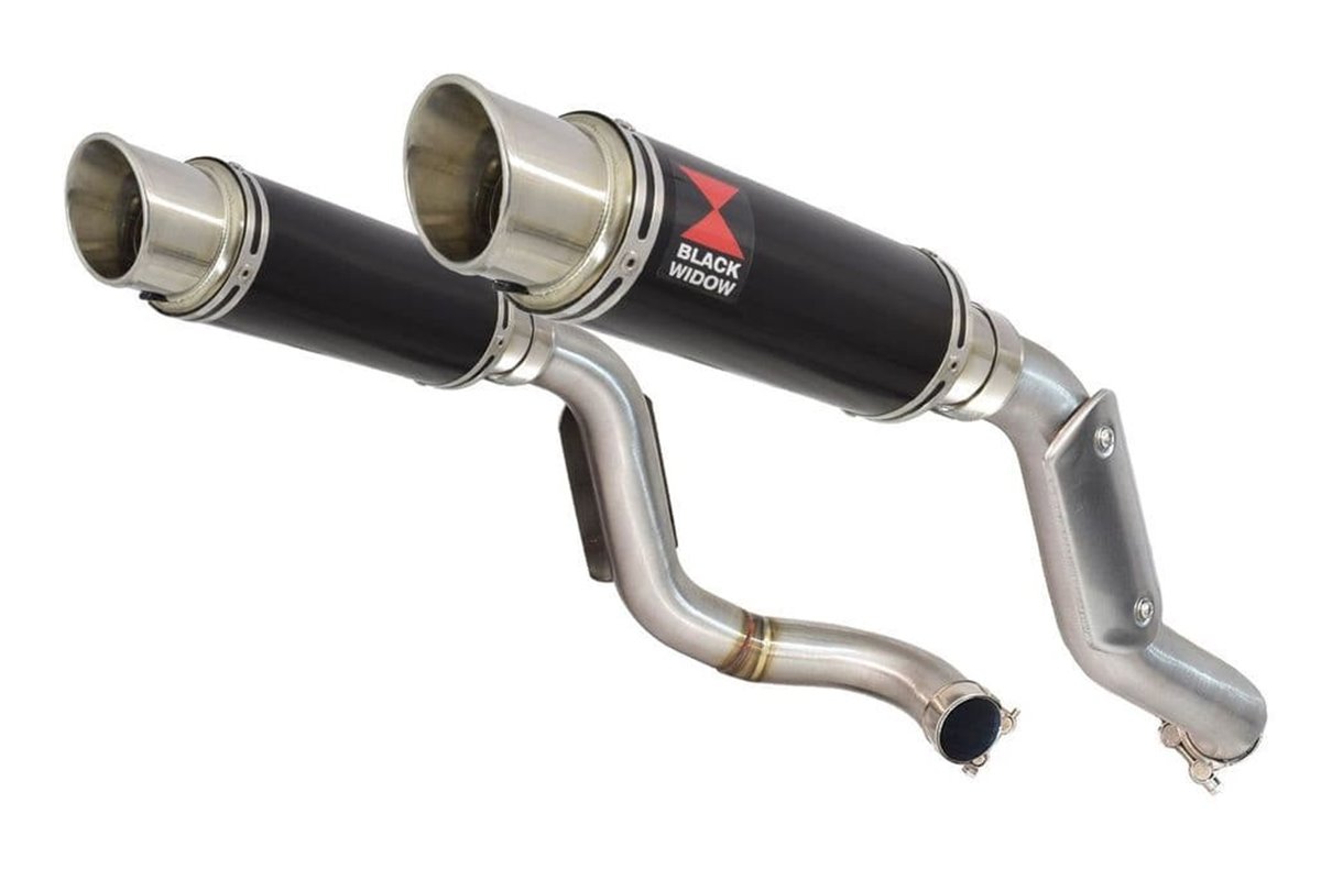 Exhaust High Level Link Pipes + 230mm GP Round Black Stainless ...