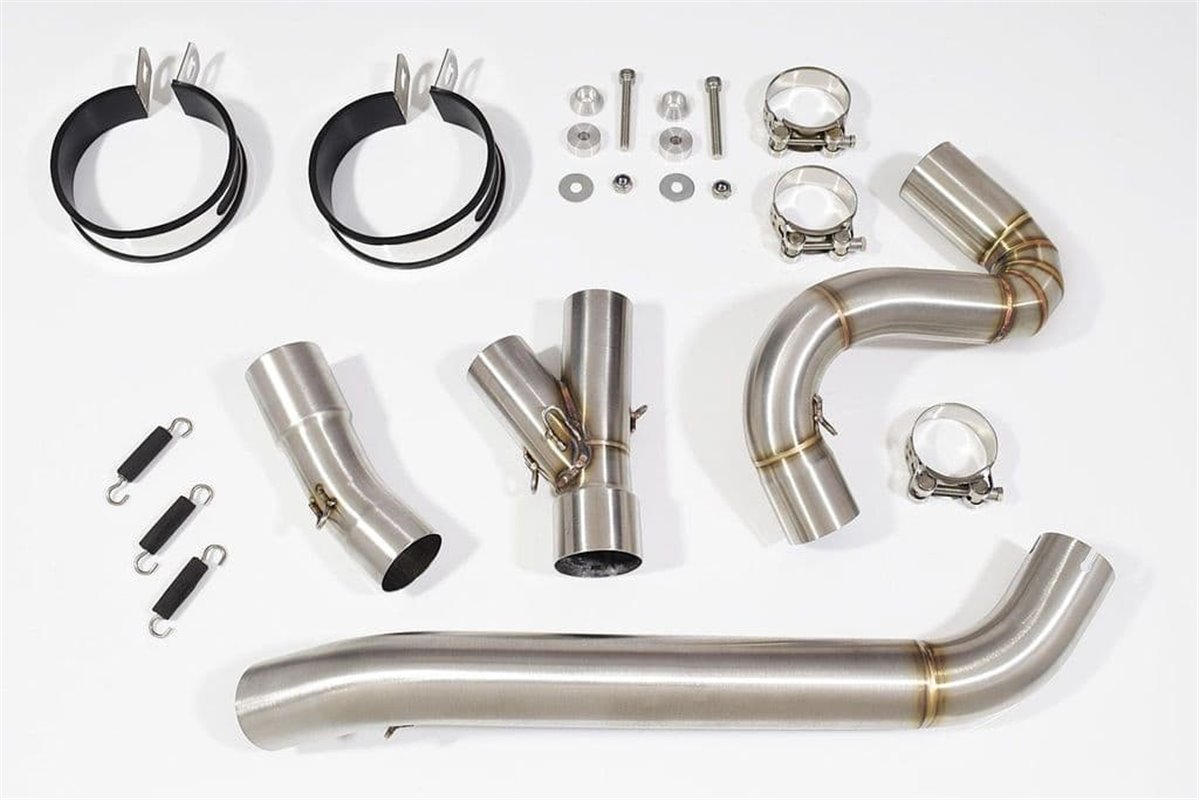 Pipes De Raccordement Échappement + Silencieux Inox Noir Avec Embout ...