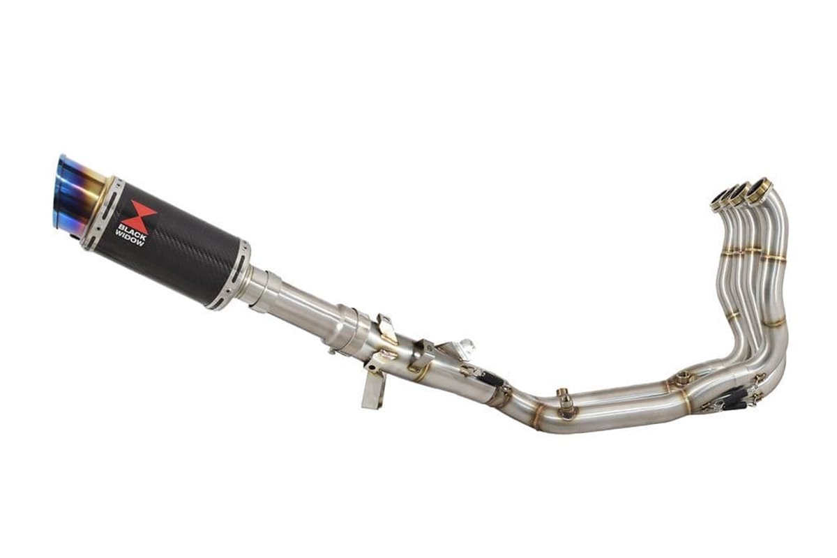 Performance De Cat Exhaust System 200mm Round Carbon Blue Tip Silencer ...