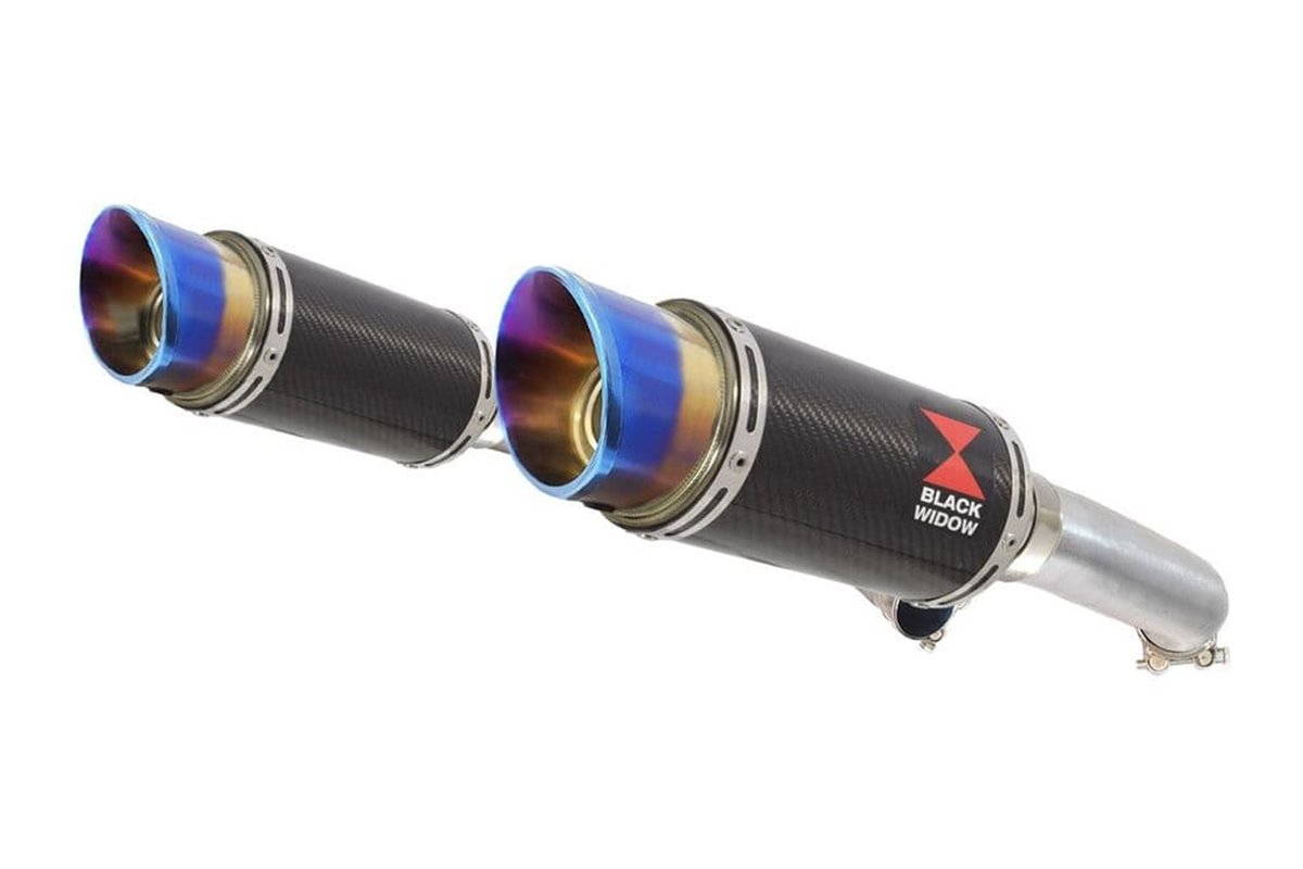 Pipes De Raccordement Échappement + Silencieux Carbone Avec Embout Bleu ...