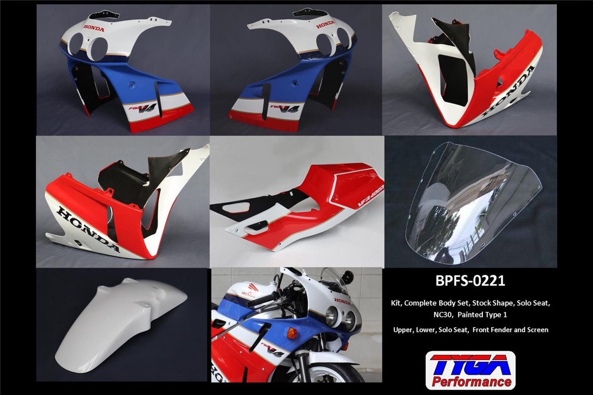 Kit complet carrosserie forme stock selle solo peinte type 1 Tyga Honda ...