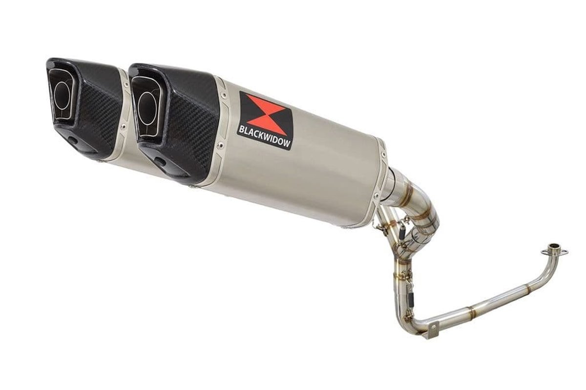 1-2 Twin Exhaust System with 300mm Hexagonal Stainless & Carbon Tip ...