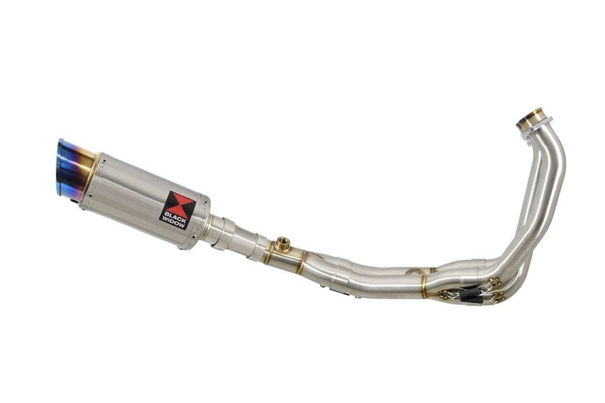 De-Cat Exhaust System 200mm Round Blue Tip Stainless Silencer YAMAHA R6 ...